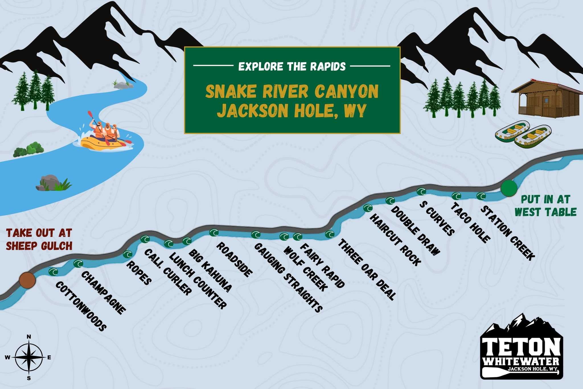Snake River Rafting Maps - Jackson Hole, WY - Teton Whitewater